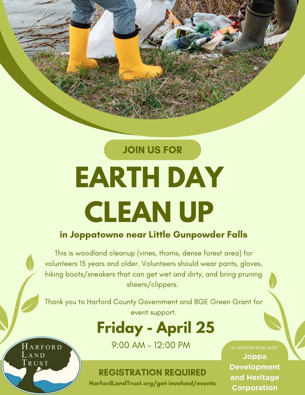 Friday, April 25 – Earth Day Clean Up in Joppatowne – Harford Land Trust